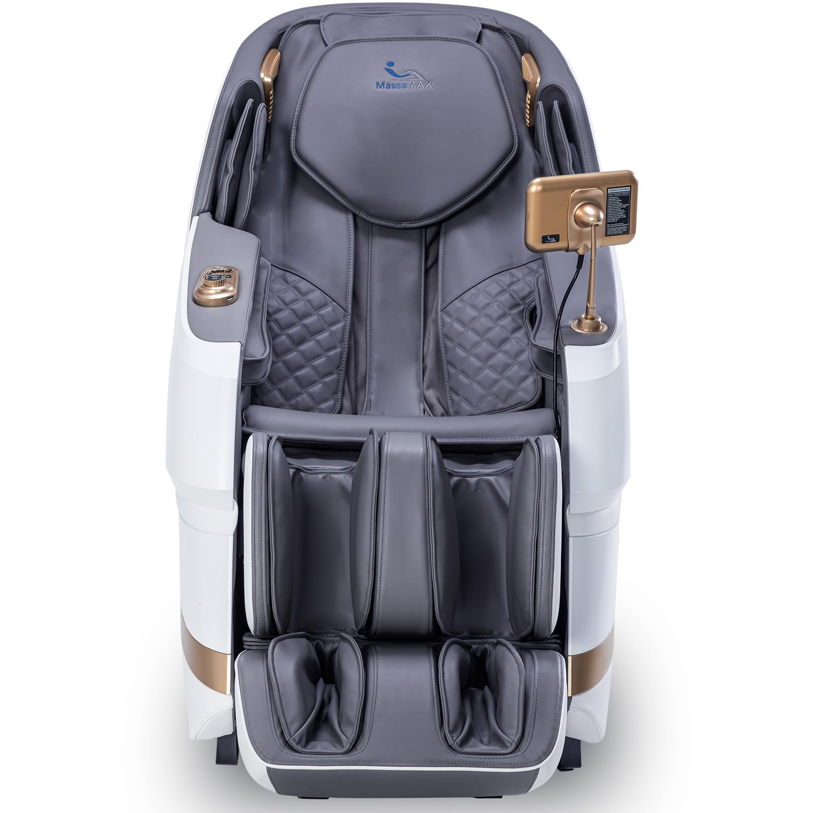 MassaMAX 4D Massage Chair, Full Body Recliner with Zero Gravity, Electric Extendable Footrest, Deep Yoga Stretch, AI Voice Control, Automatic Body Scan, Foot Rollers, and Heat (MT339-Space White)