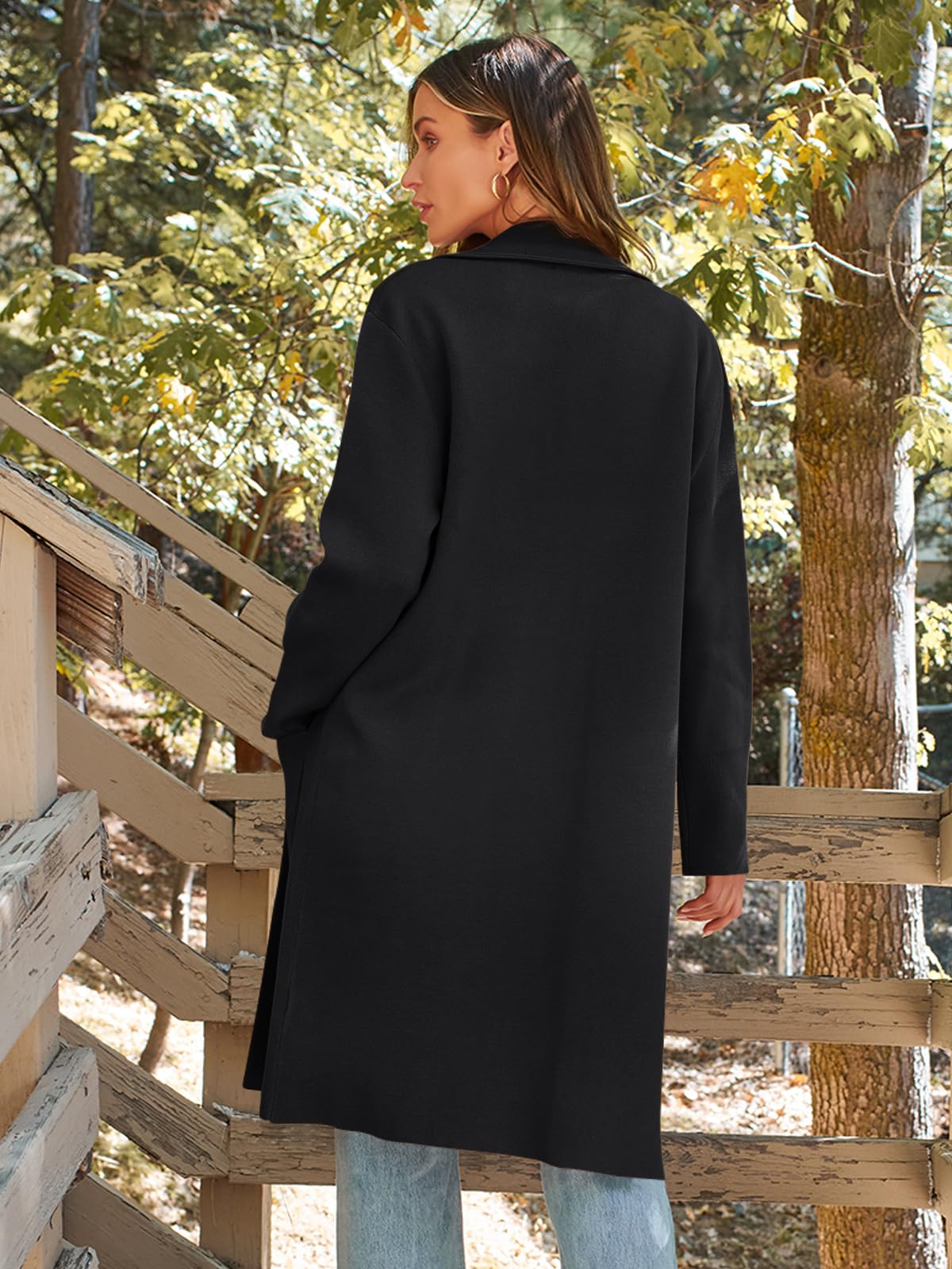 LILLUSORY Women's Long Dressy Cardigan Sweaters Fall Oversized Coatigan Jackets 2025 Knit Business Casual Winter Coats Black S