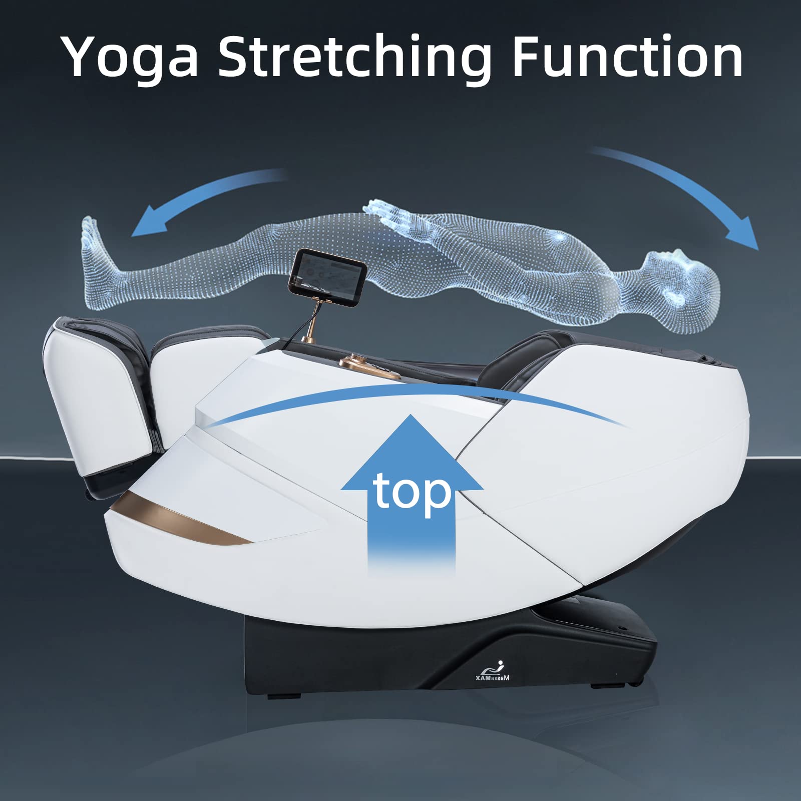 MassaMAX 4D Massage Chair, Full Body Recliner with Zero Gravity, Electric Extendable Footrest, Deep Yoga Stretch, AI Voice Control, Automatic Body Scan, Foot Rollers, and Heat (MT339-Space White)