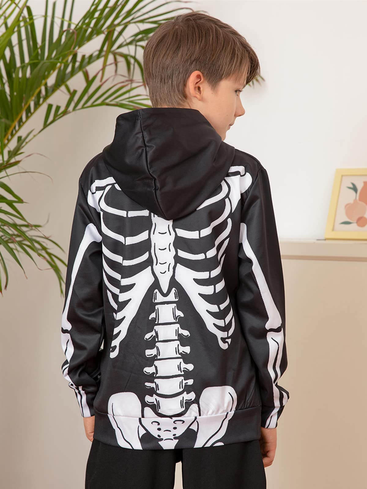 Lovekider Halloween Hoodies for Boys Girls 11-13 Years Old Scary Hooded Pullover 3D Skeleton Sweatshirts without Fleece