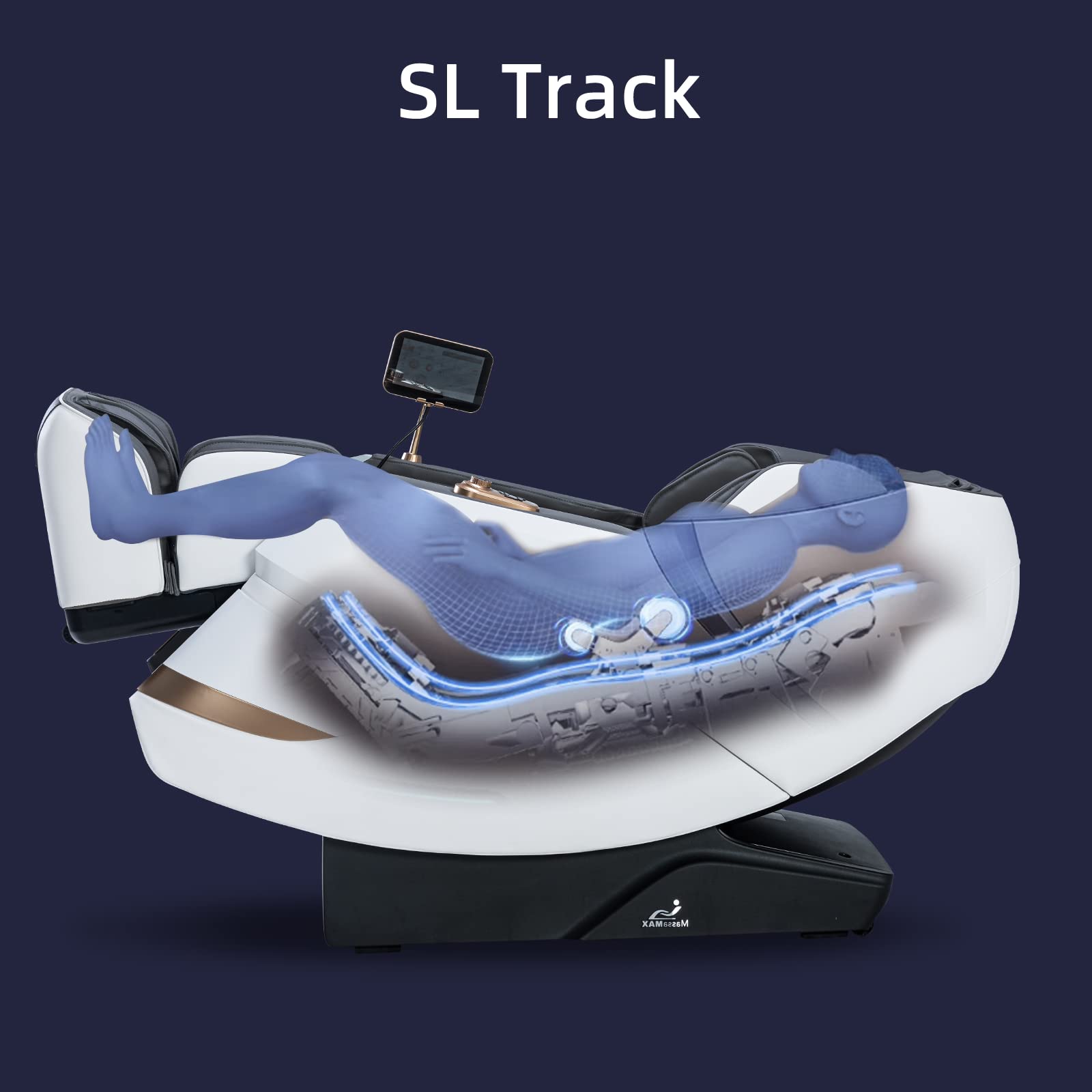 MassaMAX 4D Massage Chair, Full Body Recliner with Zero Gravity, Electric Extendable Footrest, Deep Yoga Stretch, AI Voice Control, Automatic Body Scan, Foot Rollers, and Heat (MT339-Space White)