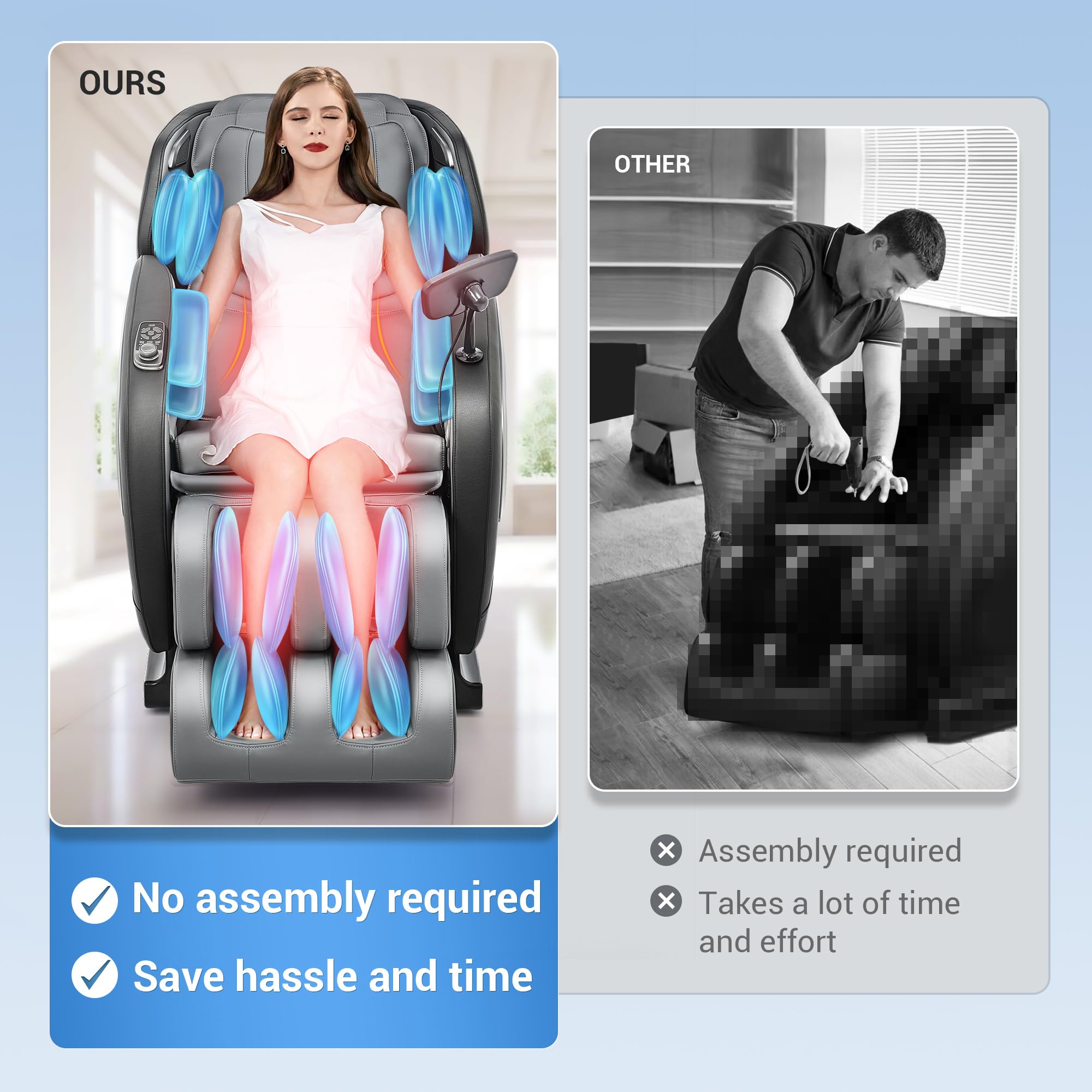 Mazzup Full Body Zero Gravity Shiatsu Massage Chair with Fully Assembled, LCD Screen, Shortcut Keys, USB Charging Port, Heat, for Loved Ones, Parents, Black