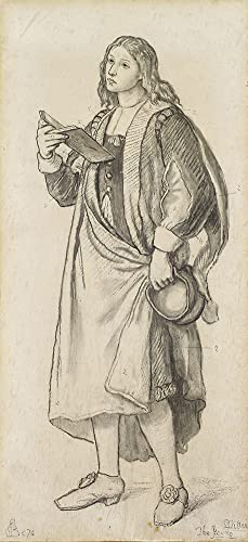 ArtDirect Ford Madox Brown 10x18 Black Modern Frame and Double Matted Museum Art Print Titled - The Young Milton