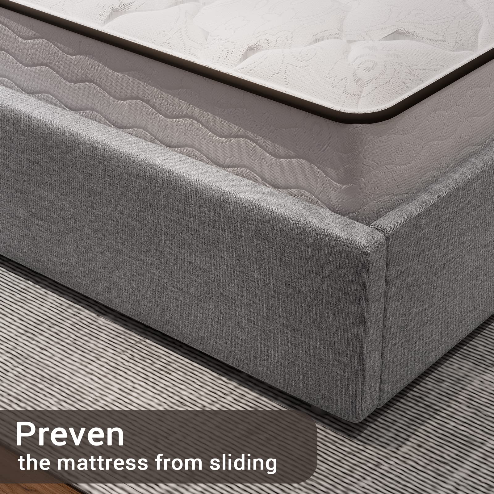 ADORNEVE Queen LED Bed Frame with Drawers Storage, 2 USB Charging Station, Upholstered Platform Bed with Storage & LED Lights Headboard, No Box Spring Needed, Light Grey