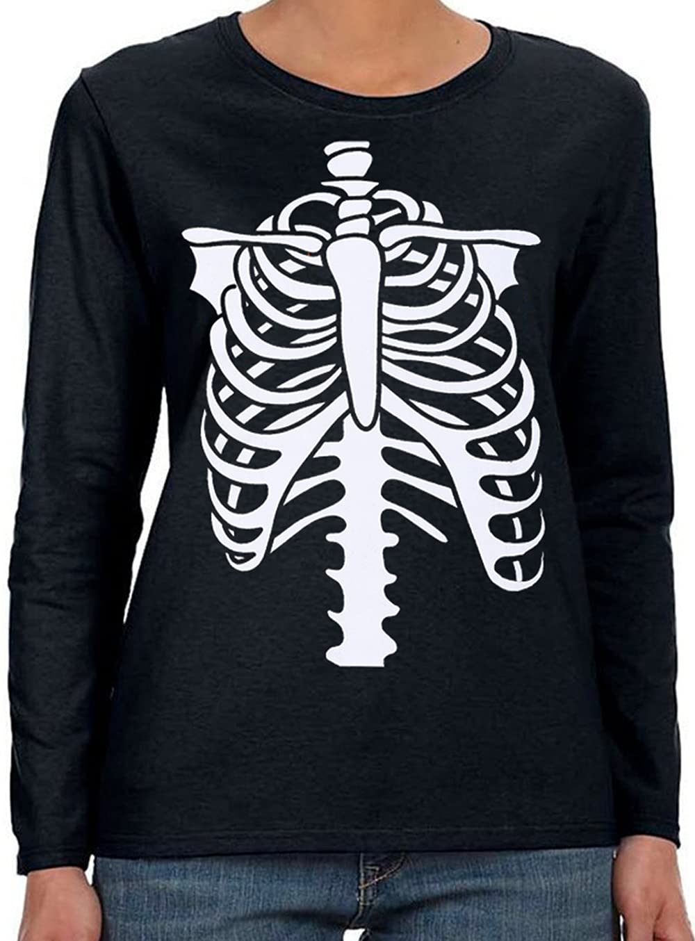 Women's Halloween Rock n Roll Skeleton Funny Long Sleeve Costume for Ladies Skeleton Glow in Dark(Dark-4218 XL)