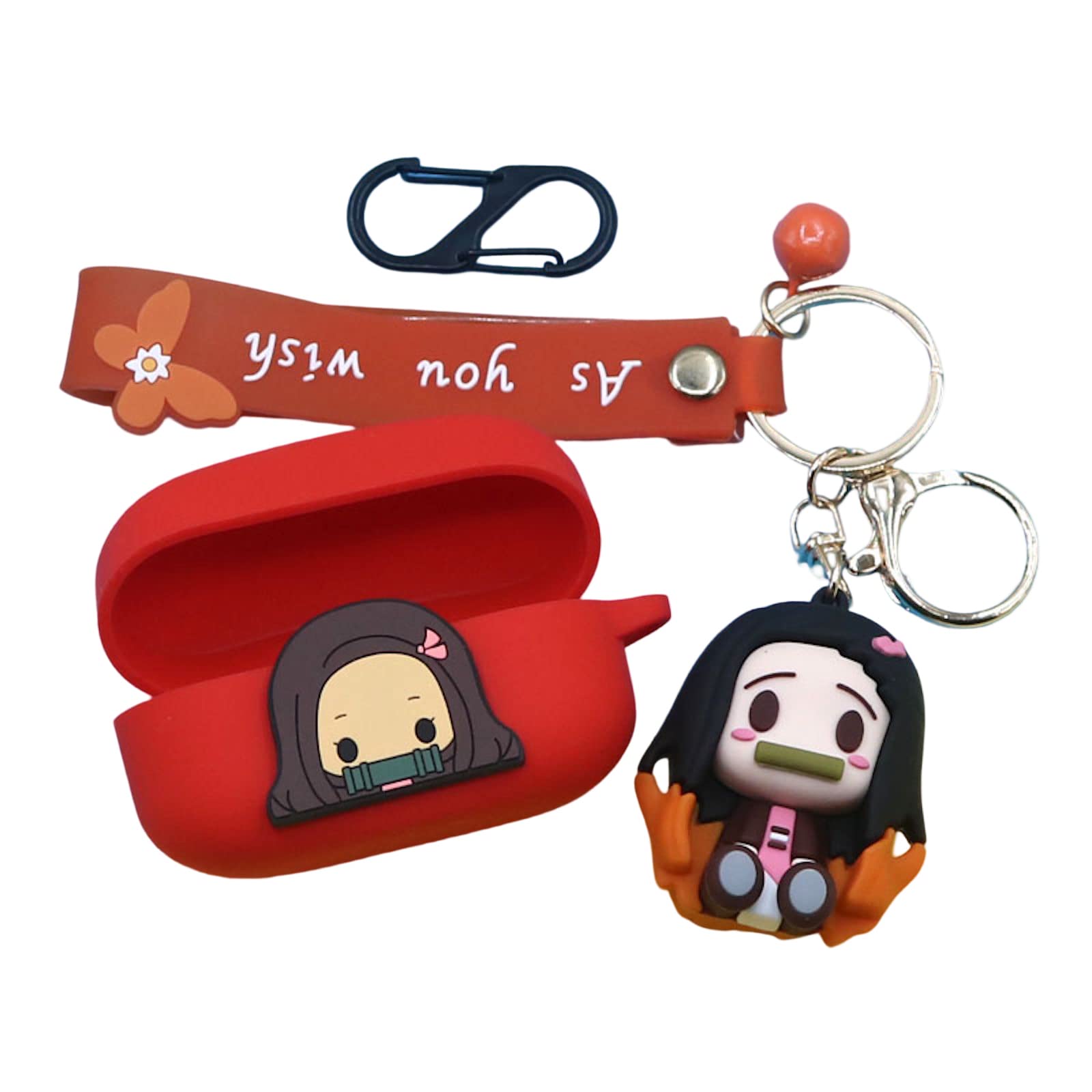 Cartoon Anime Case Compatible with Sony WF-1000XM4 with Keychain, Soft Silicone Shock Drop Proof Protections Cases Cover for Sony WF-1000XM4 (Red)