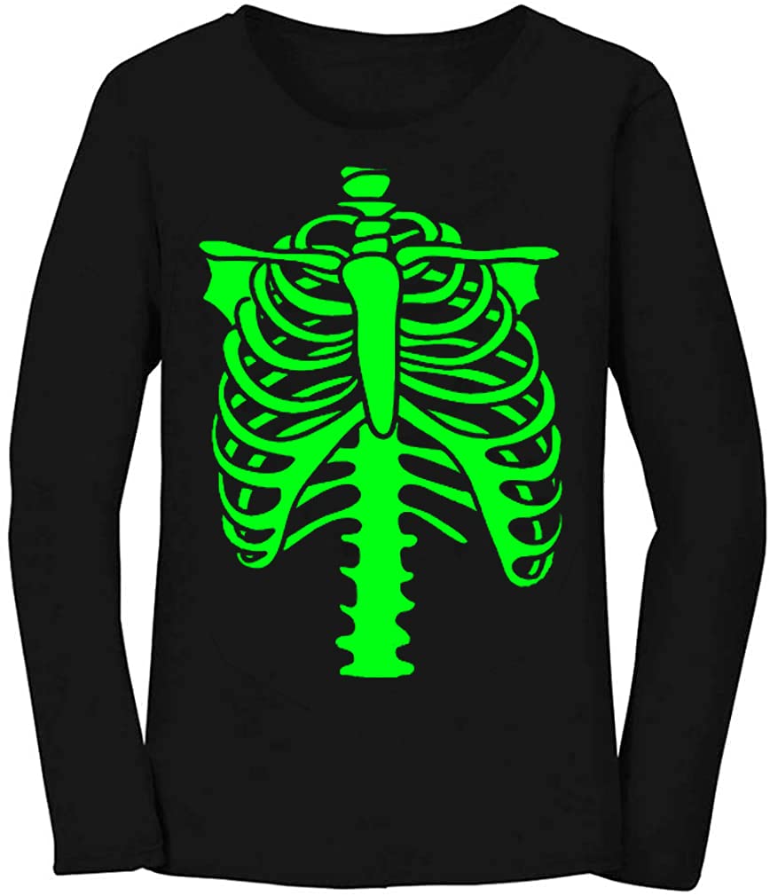 Women's Halloween Rock n Roll Skeleton Funny Long Sleeve Costume for Ladies Skeleton Glow in Dark(Dark-4218 XL)