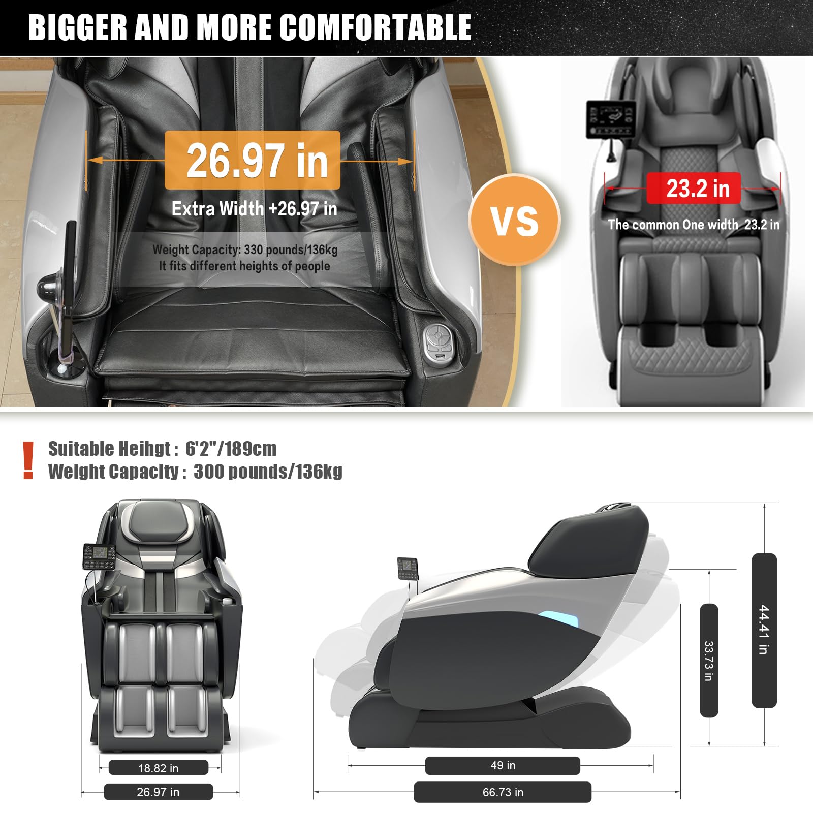 Notired Massage Chair Full Body, 4D SL-Track Zero Gravity Shiatsu Recliner with Mat, 9 Pre-Set Auto-Programmed, Body Scan, Airbag Massage