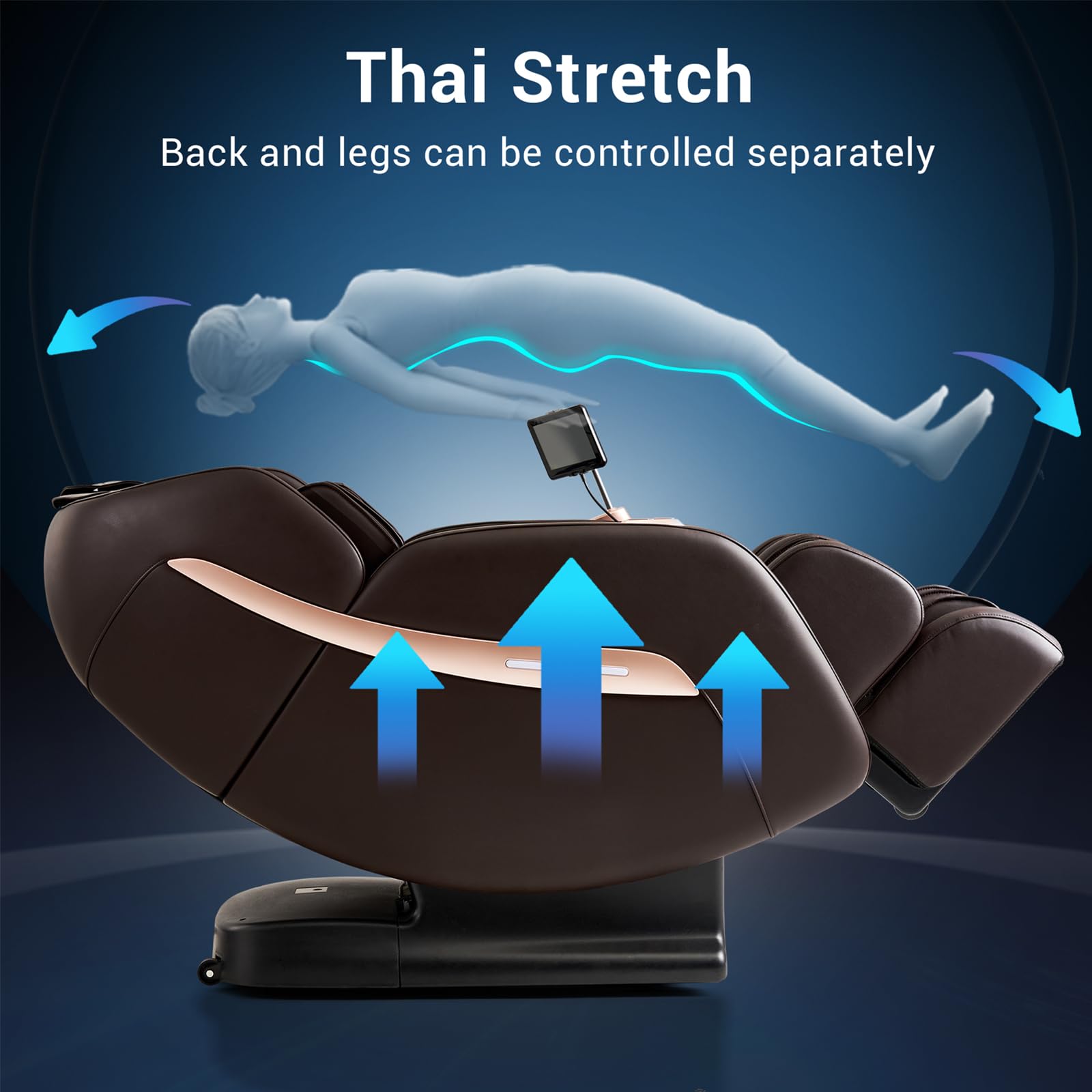 MYNTA Massage Chair, Full Body Zero Gravity SL Track Shiatsu Massage Chairs with Calf Heating, Thai Stretch, M1612 Brown