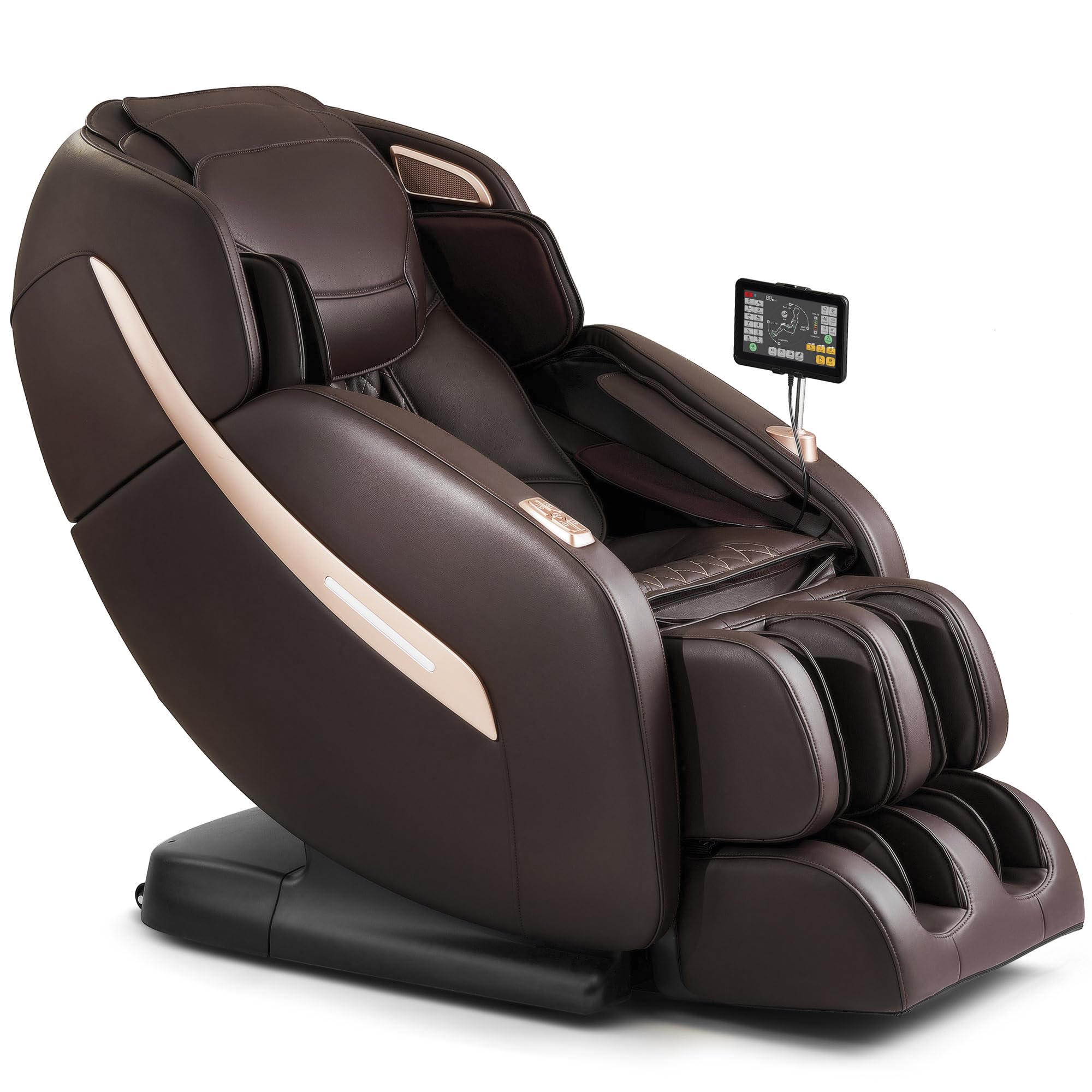 MYNTA Massage Chair, Full Body Zero Gravity SL Track Shiatsu Massage Chairs with Calf Heating, Thai Stretch, M1612 Brown
