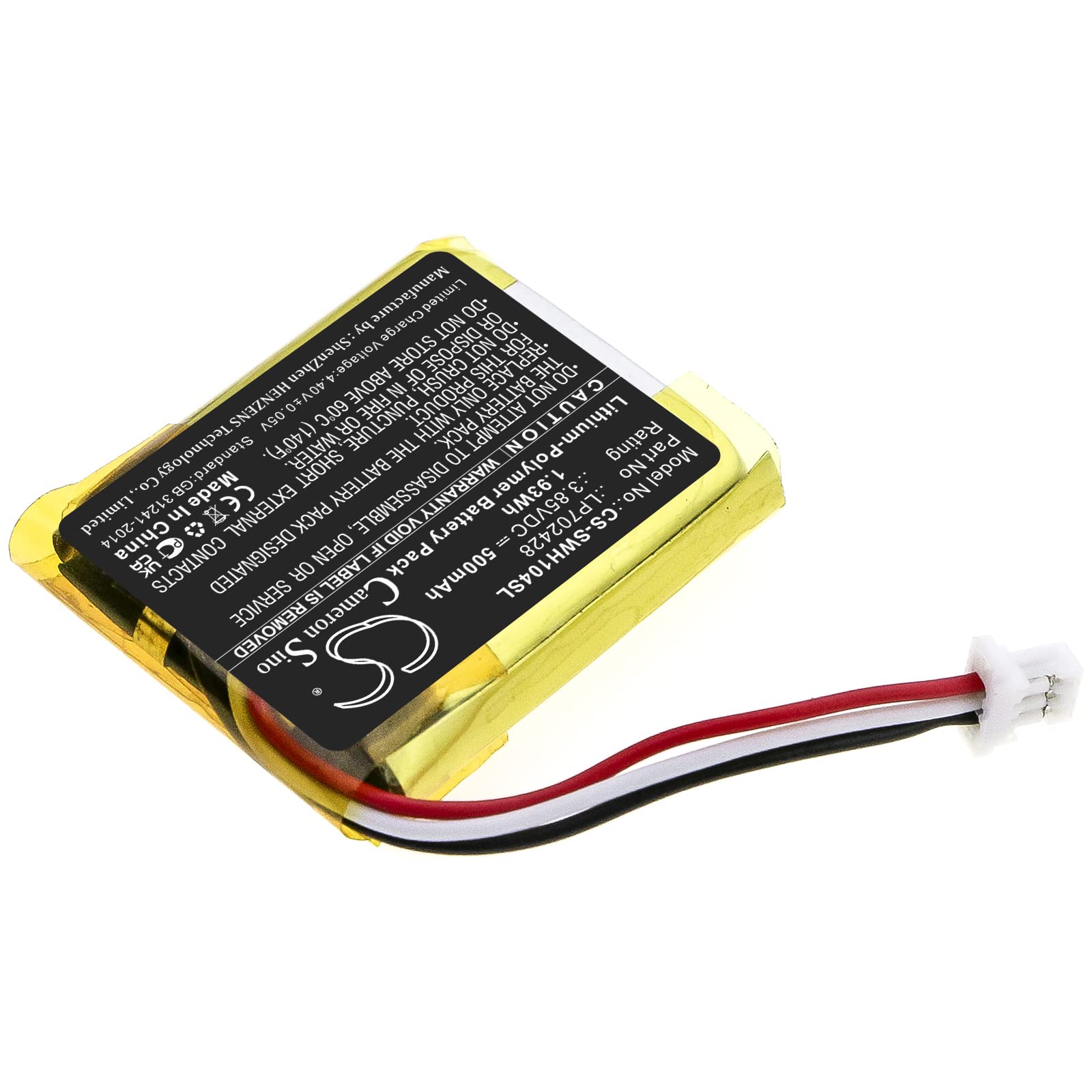 CS Cameron Sino Replacement Battery for Sony WF-1000XM4 Charging Case PN:Sony LP702428 500mAh / 1.93Wh
