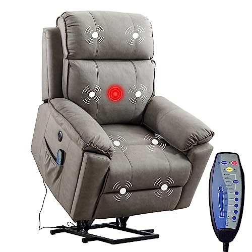 Phoenix Home Large Power Lift Chair with Massage and Heat for Elderly Recliner, Brown