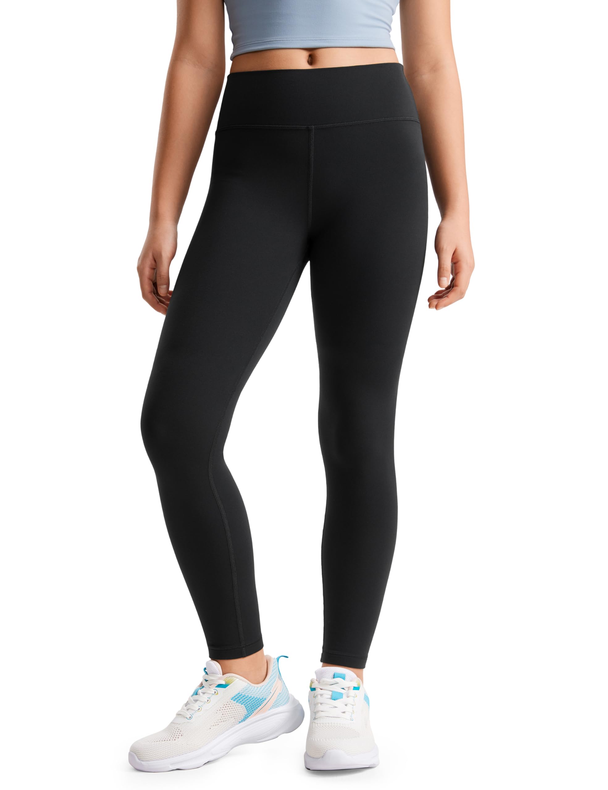 CRZ YOGA Girls Butterluxe Full Length Athletic Leggings - Kids High Waist Lounge Pants Active Dance Running Yoga Tights Black Medium
