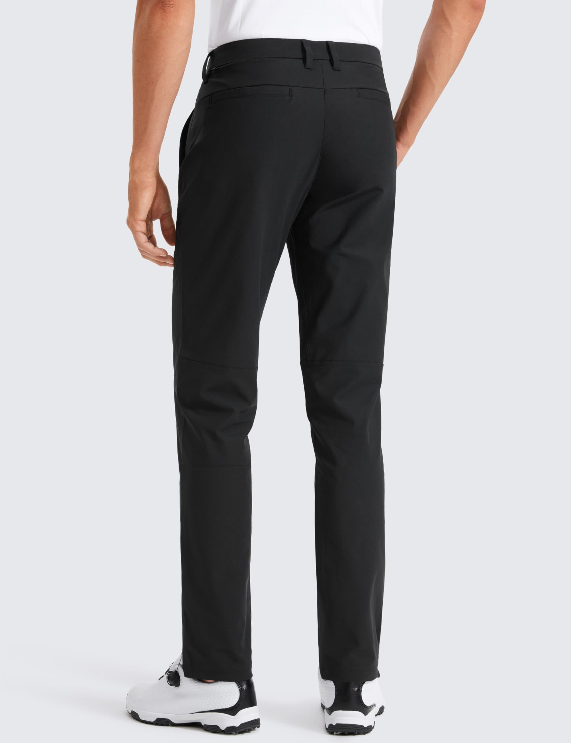 CRZ YOGA Men's All Day Comfy Golf Pants - 32" Quick Dry Lightweight Work Casual Trousers with Pockets Black 28W x 32L