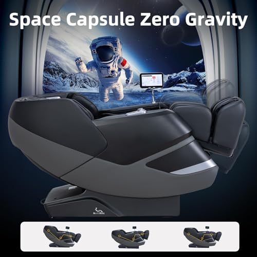 MassaMAX 2023 Massage Chair, Full Body Zero Gravity SL Track Recliner with Yoga Stretch, Voice Control, Heating, Airbags, Foot Massage (321-Black)