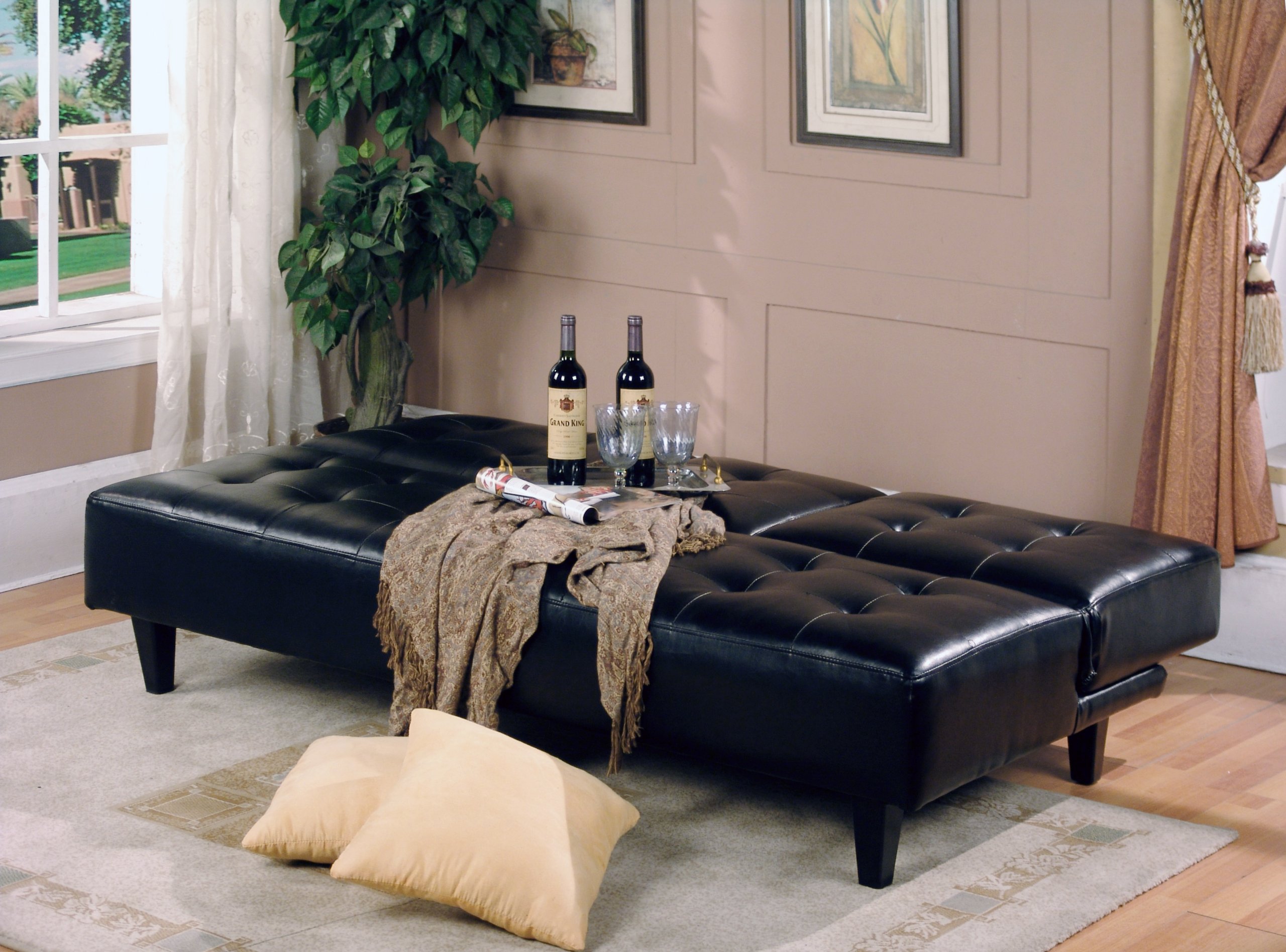 Milton Greens Stars 7502 Verano Futon Sofa Bed with Cup Holder, Black