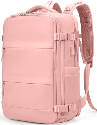 MOLNIA Travel Backpack for Women, Airline Approved Carry on Backpack 17.3" Laptop Backpack Casual Daypack for Work College (Pink)