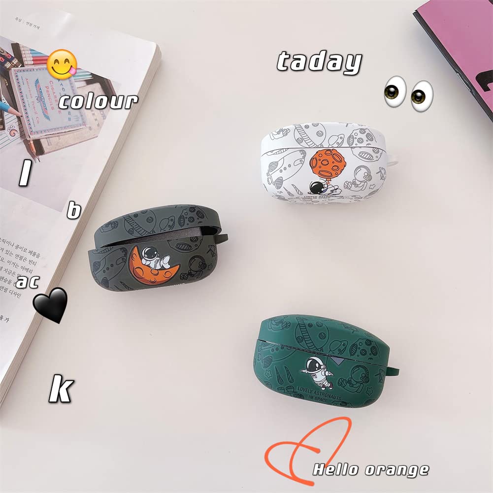 Cute Lovely Design Astronaut Style Soft Silicone Protective Case Cover Sleeve Compatible with Sony WF-1000XM4 Earbuds, Protective Skin Sleeve with Key Chain (Green)