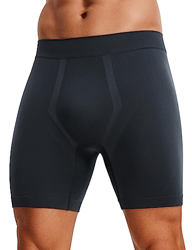 CRZ YOGA Men's Seamless 5" Boxer Briefs Breathable Sports Underwear (3-Pack) Black/True Navy (3pack) Large