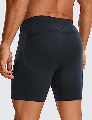 CRZ YOGA Men's Seamless 5" Boxer Briefs Breathable Sports Underwear (3-Pack) Black/True Navy (3pack) Large