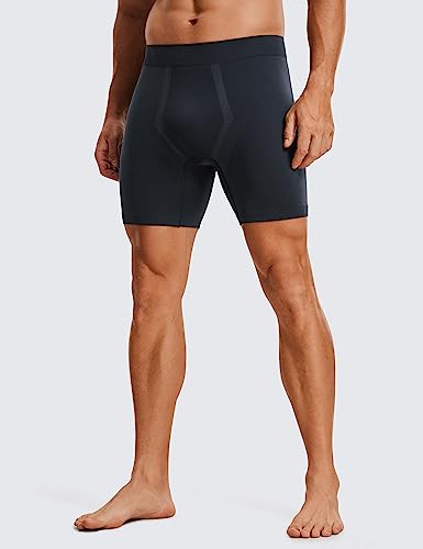 CRZ YOGA Men's Seamless 5" Boxer Briefs Breathable Sports Underwear (3-Pack) Black/True Navy (3pack) Large