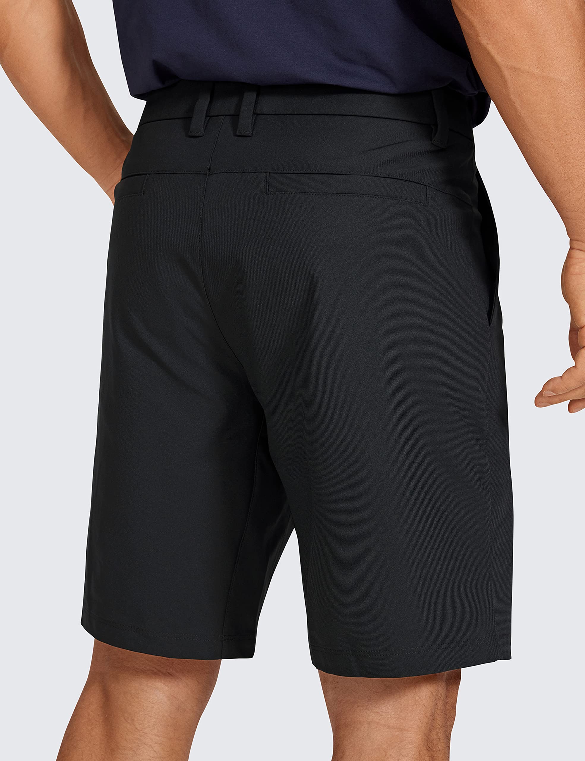 CRZ YOGA Men's All Day Comfy Golf Shorts - 9" Stretch Lightweight Flat Front for Casual Work with Pockets Black 36W x 9L
