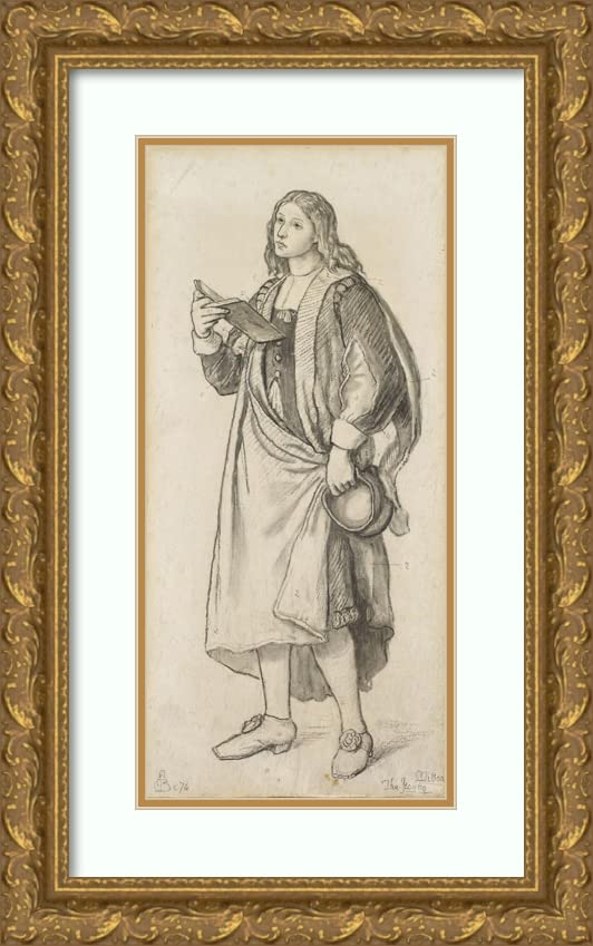 ArtDirect Ford Madox Brown 10x18 Gold Ornate Frame and Double Matted Museum Art Print Titled - The Young Milton