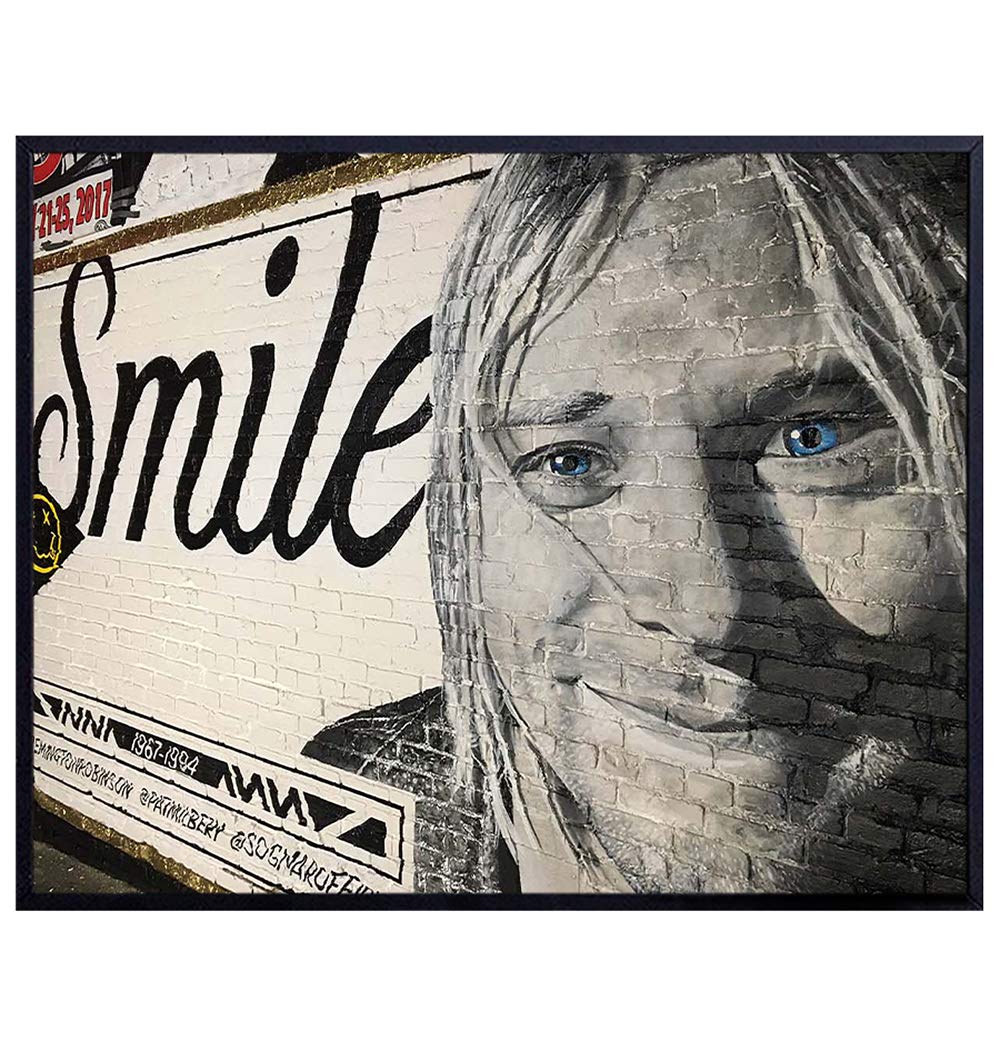 Cobain Graffiti Street Mural Art Print. Wall Art Poster - Unique Home Decor for Bedroom, Man Cave, Family or Living Room - Gift for Nirvana, 90's Alternative Music Fans - 8x10 Photo Unframed