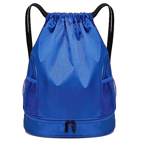 BONVEN Drawstring Backpack Drawstring Bags for Men Women Water Resistant String Backpack with Shoe Compartment Sport Gym Bag