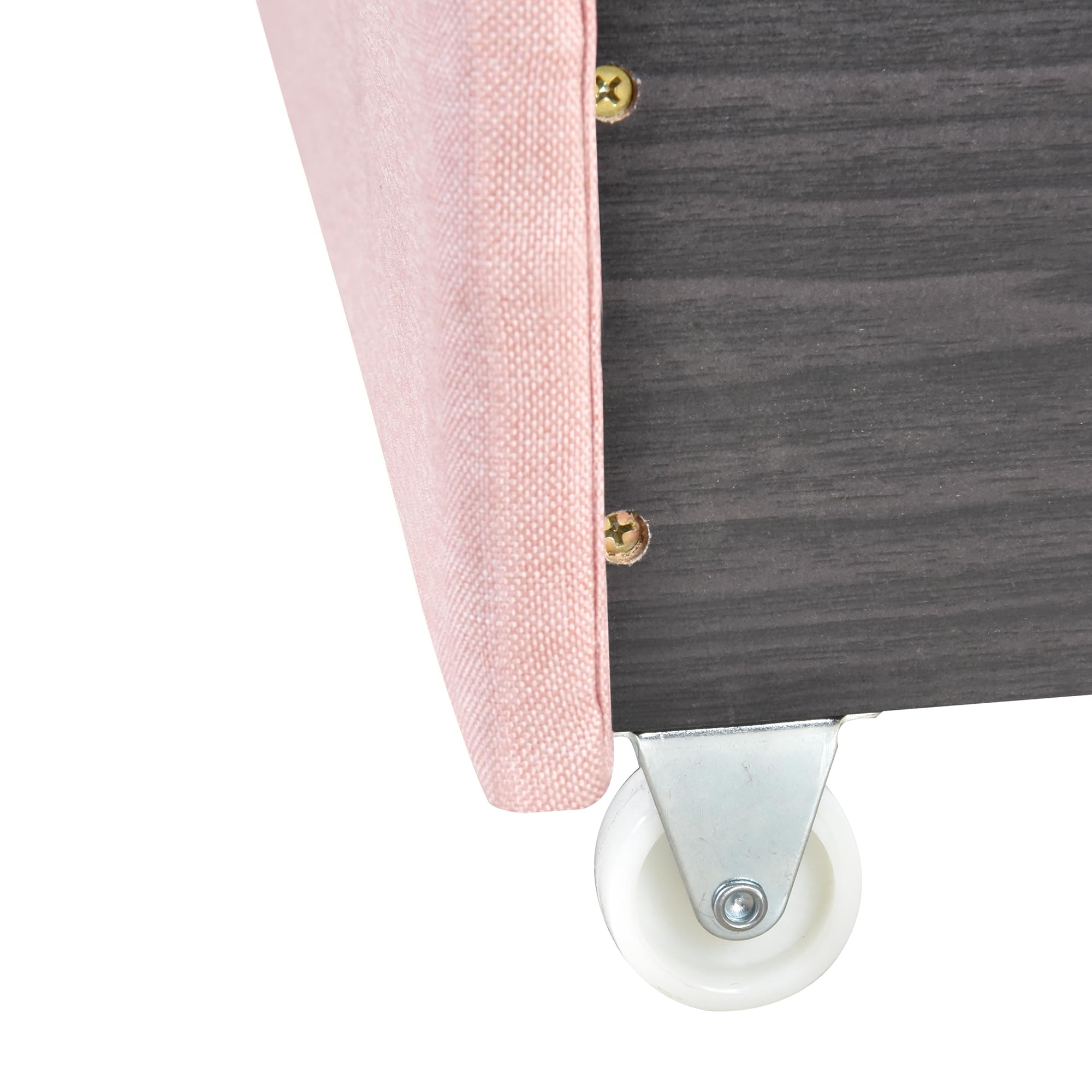 Upholstered Queen Size Platform Bed with 2 Drawer,Linen Fabric Solid Wood Bed Frame with Tufted Nail Head Board. Suitable for Children and Teenagers (Pink#1^)