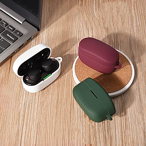 AIRSPO Case Compatible with Sony WF-1000XM4 Silicone Protective Skin Case Cover for Sony Wireless Earbuds (Burgundy)