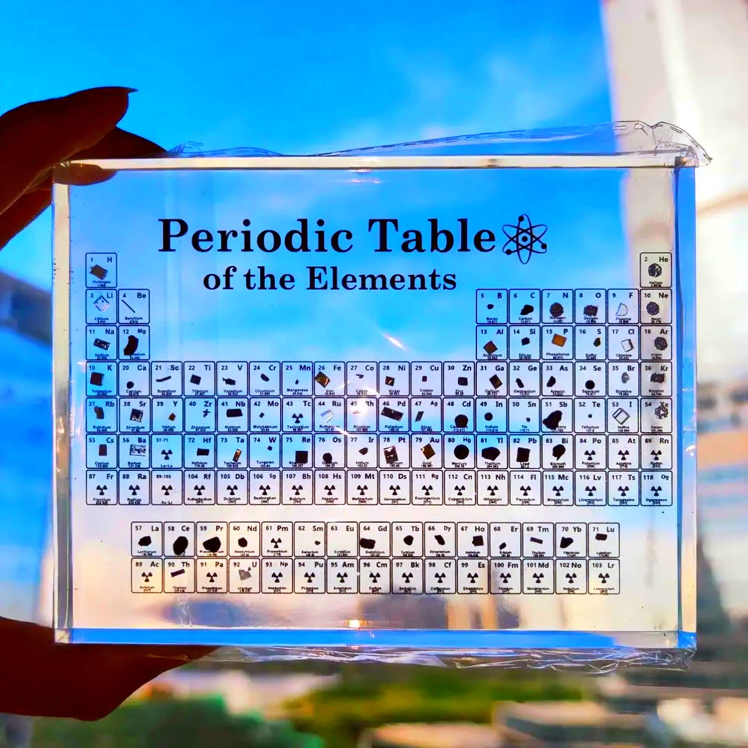 Periodic Table with Real Elements Inside, Acrylic Periodic Table Display with 83 Real Element Samples, 360° Rotating Frame Display, Remarkable Gift for Kids Adults Teachers - 9.05"x1.96"x6.3"