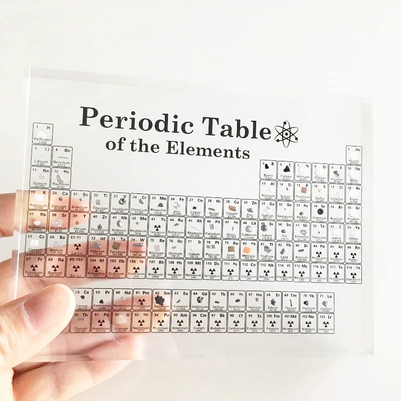 Periodic Table with Real Elements Inside, Acrylic Periodic Table Display with 83 Real Element Samples, 360° Rotating Frame Display, Remarkable Gift for Kids Adults Teachers - 9.05"x1.96"x6.3"