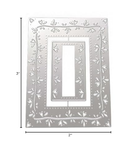 Ammsochy Cutting Dies Metal Stencils Scrapbooking Tools Flowers Lace Frame DIY Embossing Template for Paper Card Making Album Arts Crafts Supplies (Rectangle Love line frame-13.8x10.5cm)