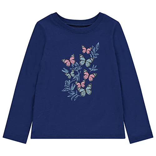 BTween Girls 4-Pack Long Sleeve Graphic T-Shirts - Cotton Blend, Fun & Vibrant Designs, Blue, 10/12