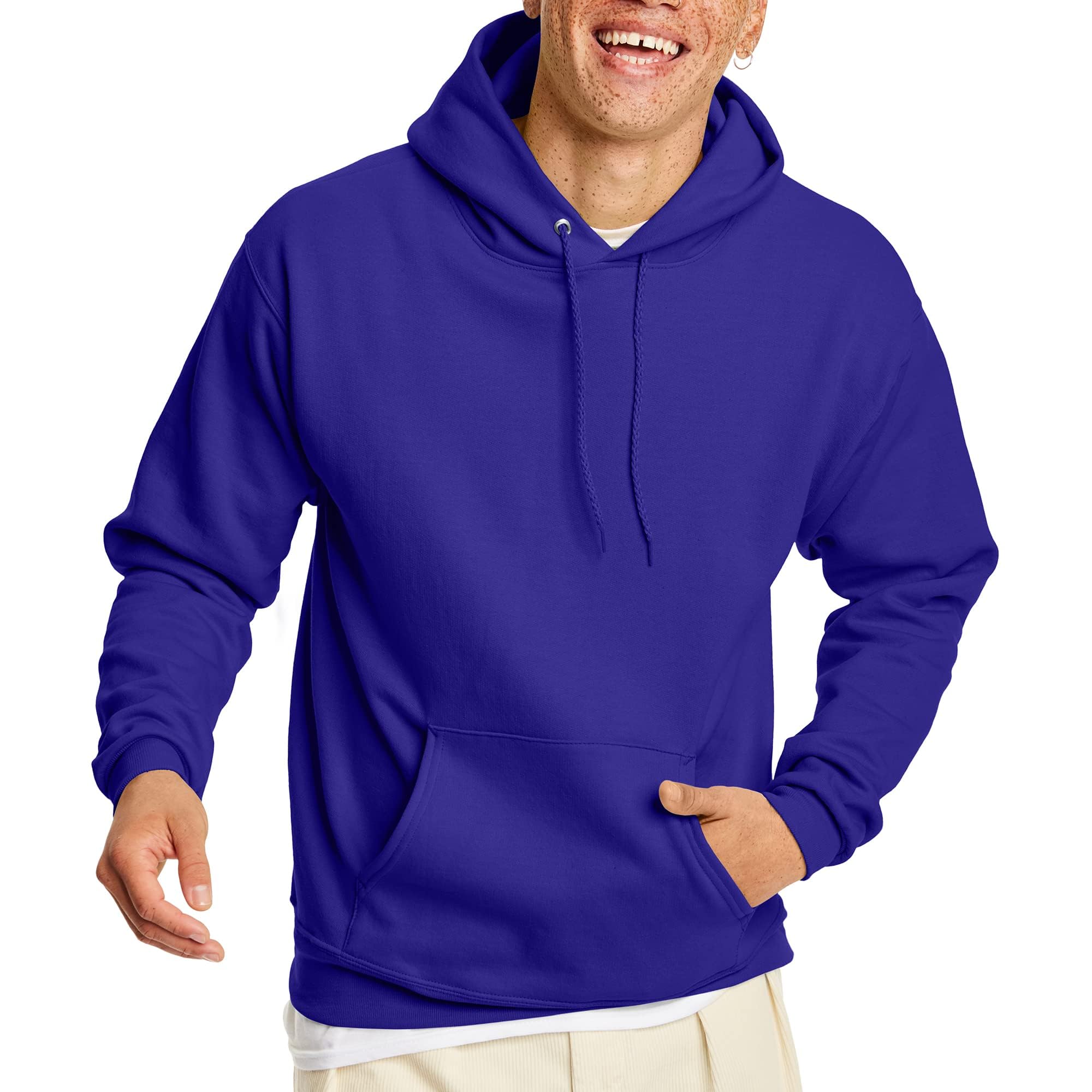 Hanes Mens Ecosmart Hoodie, Midweight Fleece Sweatshirt, Pullover Hooded For, Purple, XX-Large US
