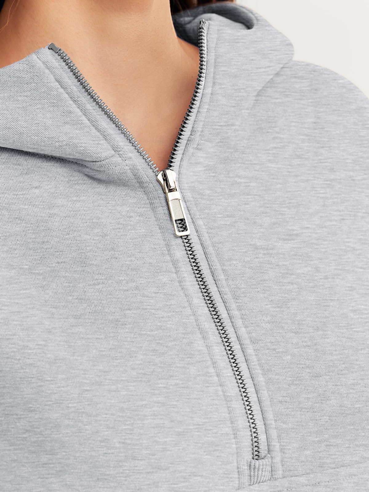 Trendy Queen Womens Hoodies Quarter Half Zip Pullover Oversized Sweatshirts Half With Pockets Fall Clothes GreyM