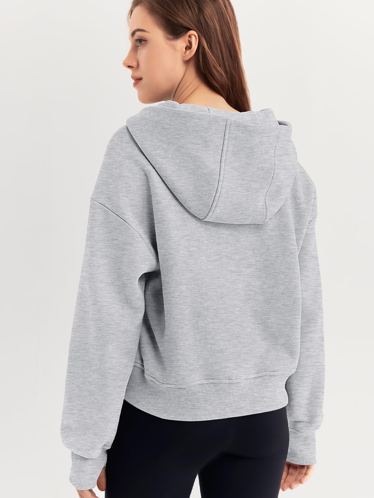 Trendy Queen Womens Hoodies Quarter Half Zip Pullover Oversized Sweatshirts Half With Pockets Fall Clothes GreyM