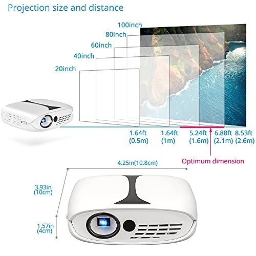 ZLXDP Mini Projector 180 Lumens Mobile Portable Pocket Home 1080P Smart WiFi Android 7.1 Projector (Size : RD-606W Android)