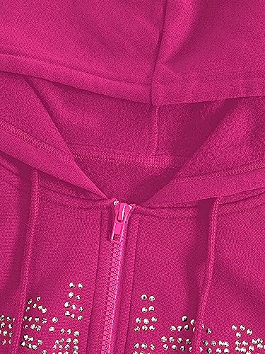 Floerns Women's Long Sleeve Zip Up Skeleton Hoodie Graphic Sweatshirt Jackets Hot Pink M