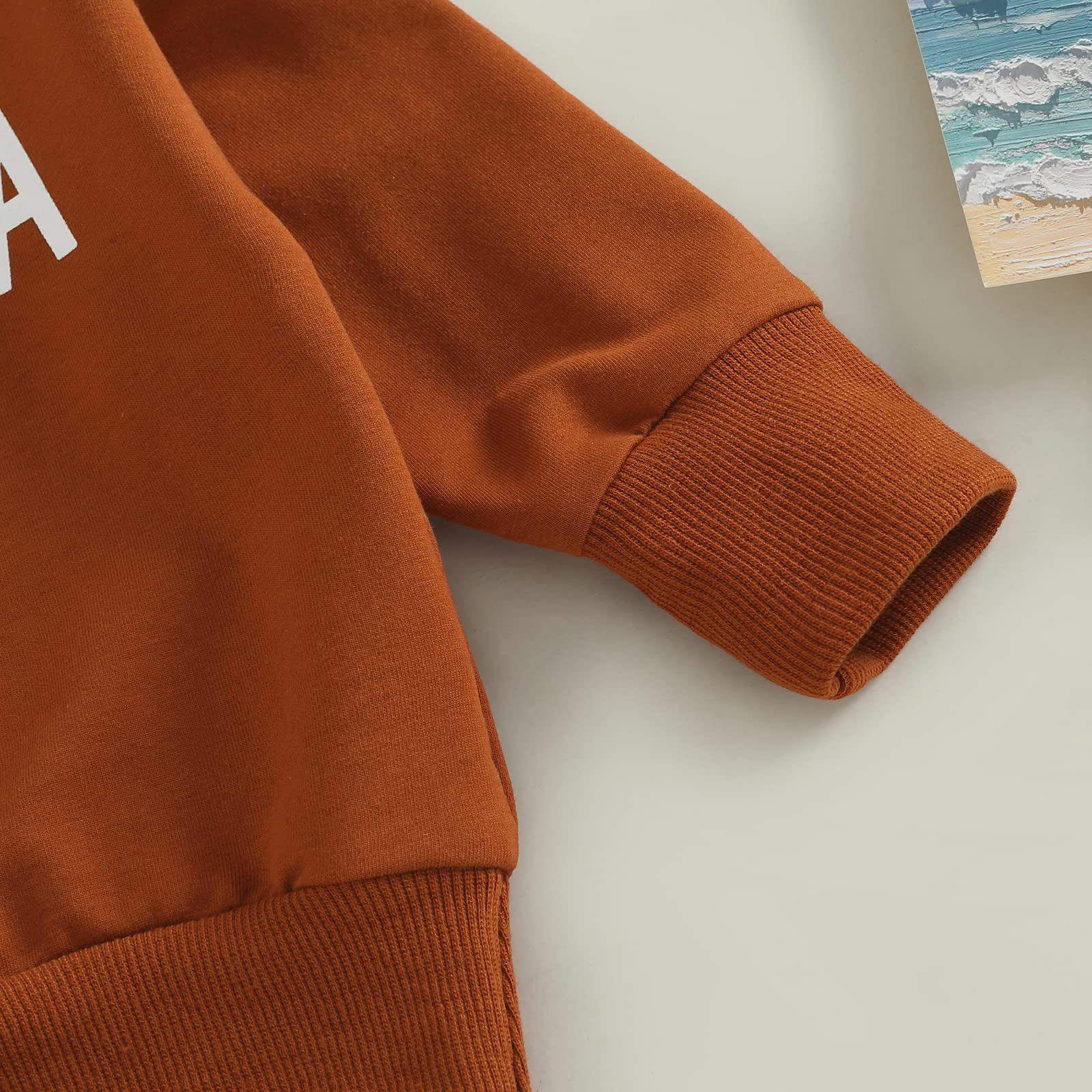 YOKJZJD Infant Toddler Baby Boy Fall Winter Outfits Letter Pullover Sweatshirt Long Sleeve T-Shirt Tops Pants Sweatsuit Clothes Set (Brown, 2-3T)