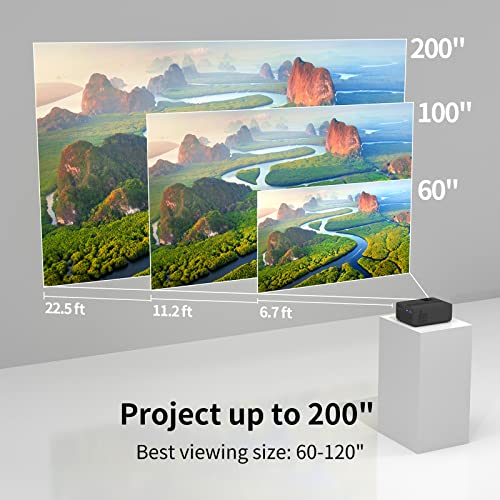 WEWATCH Native 1080P Mini Projector, 13500 Lumens Portable WiFi Bluetooth Projector, with 120 inch Projector Screen, Movie Projector for Home Outdoor Compatible with TV Stick, HDMI, iOS Android