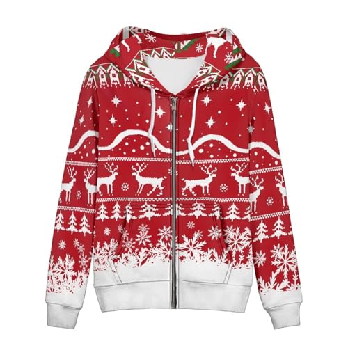 TOFRIMADE Zip Up Hoodie Women Christmas Trendy Hoodies y2k Teen Girl Fall Winter Jacket Oversized Sweatshirts Casual Drawstring Zipper Hoodie with Pockets
