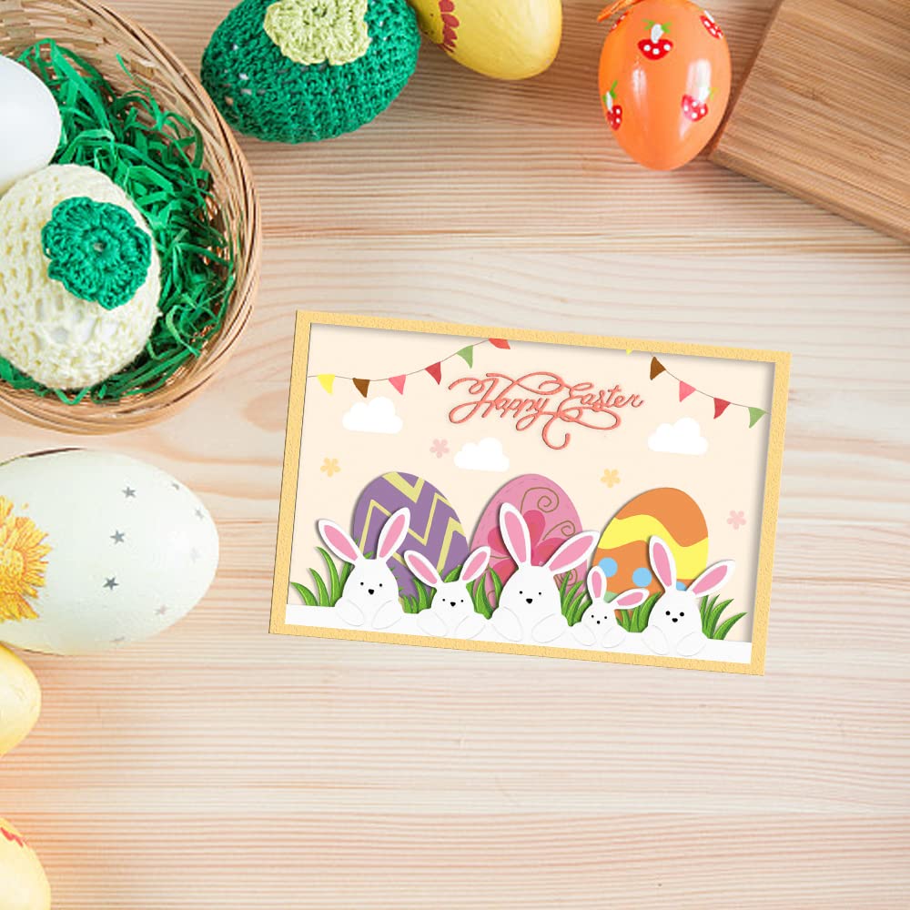 ALIBBON Easter Egg Rabbit Die Cuts for Card Making, Rabbit Edge Border Cutting Dies Metal Template Molds, 3 Lace Eggs Dies for Crafting DIY Photo Album Embossing Scrapbooking Supplies