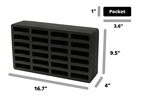 Polar Whale Ink Pad Storage Tray Organizer Stamping Design Stand Supply Black Foam Horizontal Holder Non-Rattle Washable Compatible with Versamark, Versafine, Distress, Stazon and More Holds 24