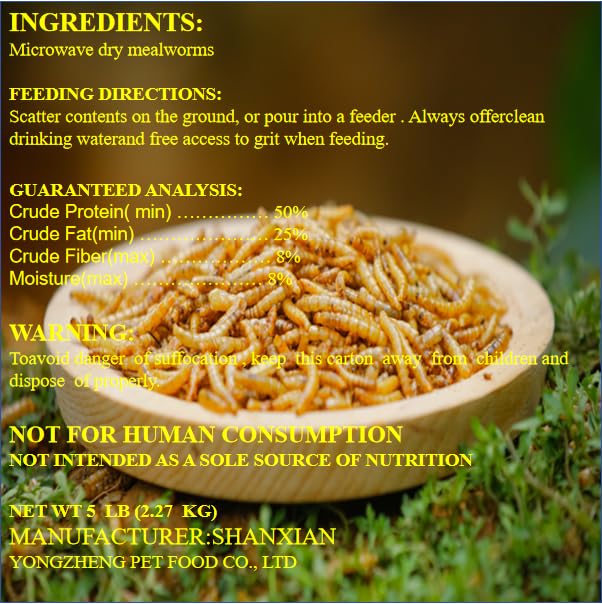 Classic Flock 10.5lb Mealworms - High Protein, Pure Natural, Delicious - Ideal for Chickens, Birds, Ducks, Lizards, Turtles, Fish, and Reptiles, 10lbs Meal Worms