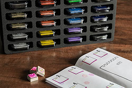 Polar Whale Ink Pad Storage Tray Organizer Stamping Design Stand Supply Black Foam Horizontal Holder Non-Rattle Washable Compatible with Versamark, Versafine, Distress, Stazon and More Holds 24