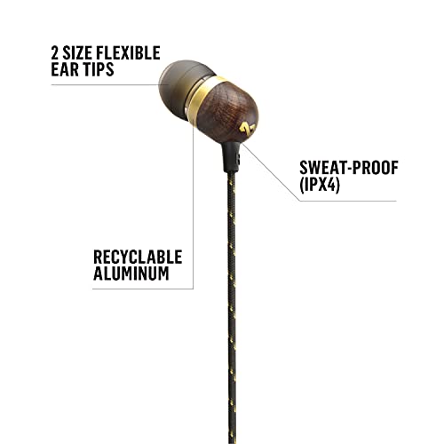 House of Marley Smile Jamaica Wireless: Wireless Neckband Earphones with Microphone, Bluetooth Connectivity, 8 Hours of Playtime, and Sustainable Materials (Brass)
