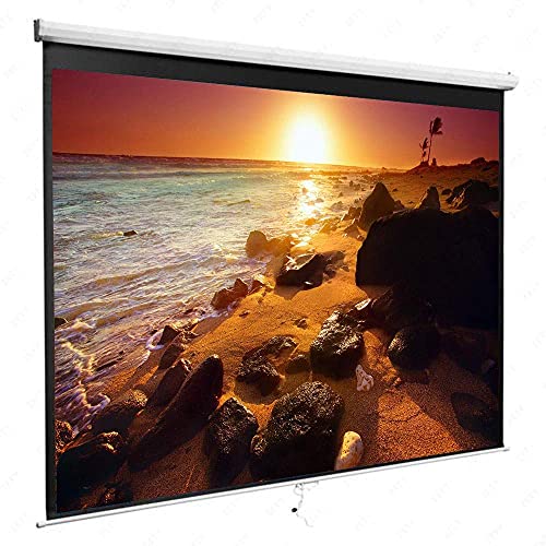 FMOGE Portable Folding 84 Inch 16:9 Manual Pull Down Projector Indoor Outdoor Projection Screen Home Theater Movie