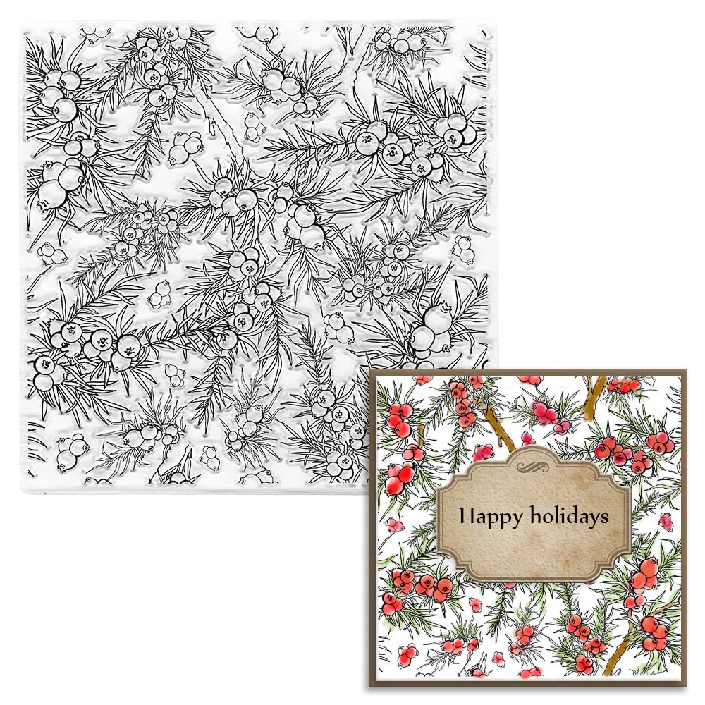 Hying Christmas Holly Berry Leaves Clear Stamps for Card Making Scrapbooking, Xmas Pine Leaves Rubber Stamp Tress Leaves Stamps for Crafting Photo Album Decorations